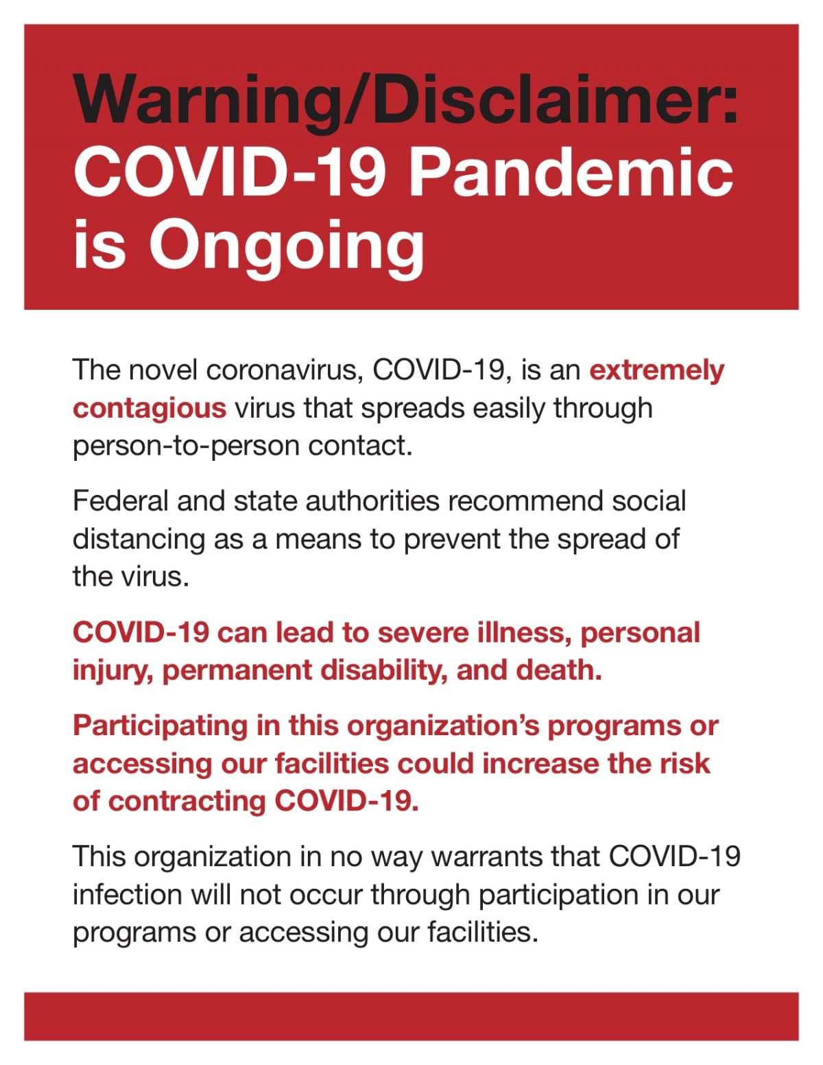 COVID-19 Warning Signs - The Redwoods Group